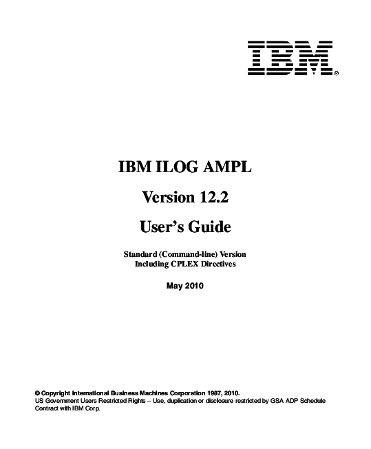 (PDF) User's Guide Standard (Command-line) Version Including CPLEX Directives | Birtan Genc ...