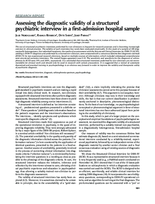 (PDF) Assessing the diagnostic validity of a structured psychiatric ...