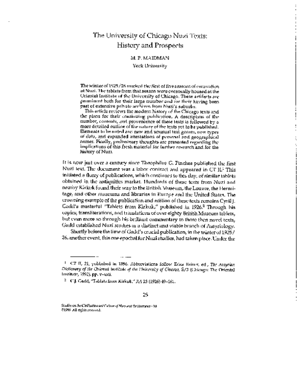 (PDF) The University of Chicago Nuzi Texts