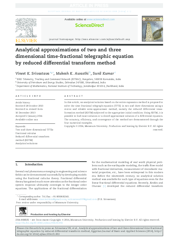 (PDF) Analytical approximations of two and three dimensional time-fractional telegraphic ...