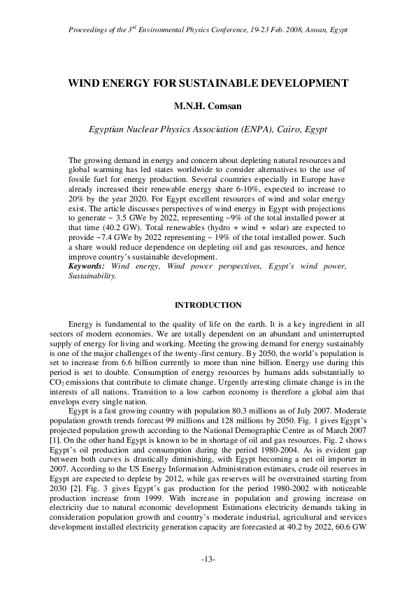 (PDF) WIND ENERGY FOR SUSTAINABLE DEVELOPMENT