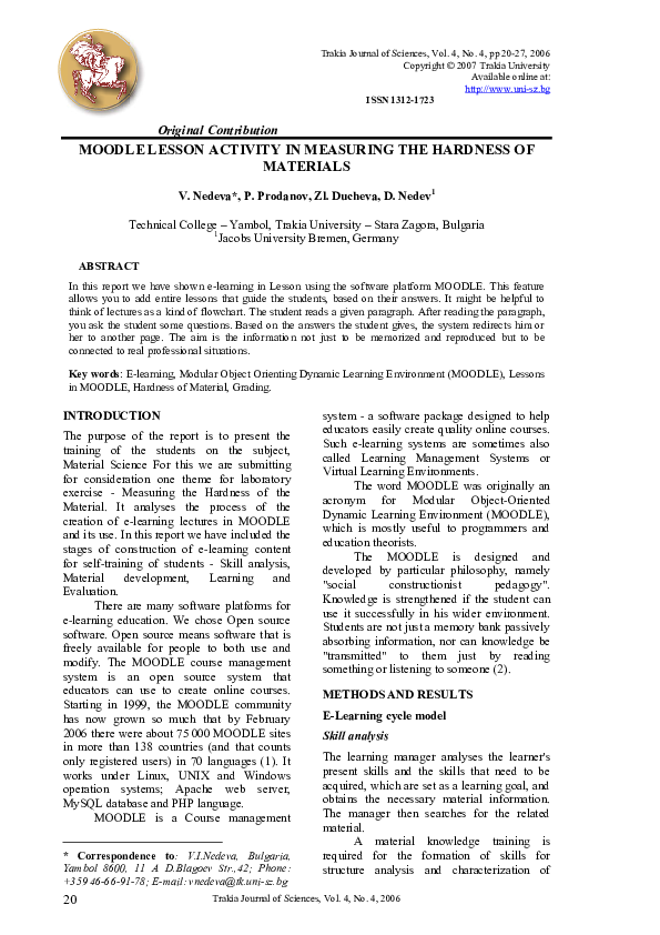 (PDF) Original Contribution MOODLE LESSON ACTIVITY IN MEASURING THE ...