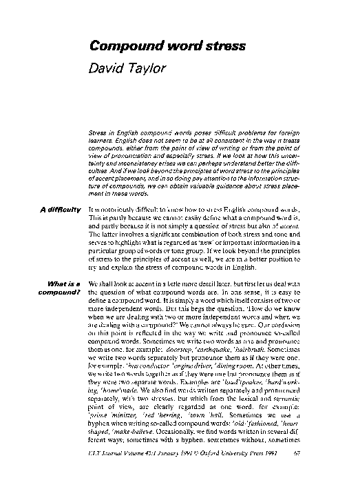 (PDF) Compound word stress