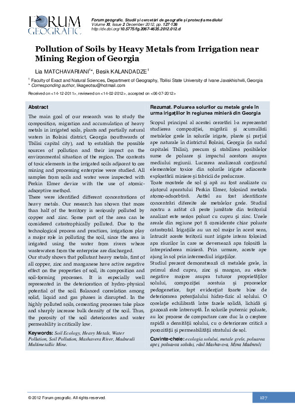 (PDF) Pollution of Soils by Heavy Metals from Irrigation near Mining ...