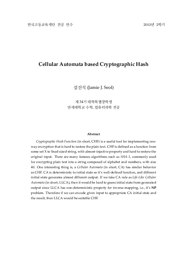 (PDF) LLCA-Based Cryptographic Hash Function