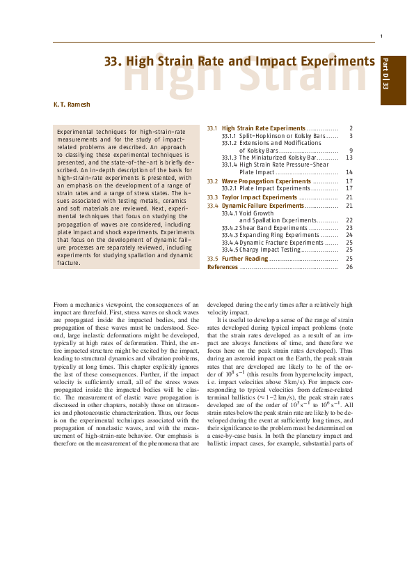 (PDF) High Strain Ra 33. High Strain Rate and Impact Experiments4 High ...