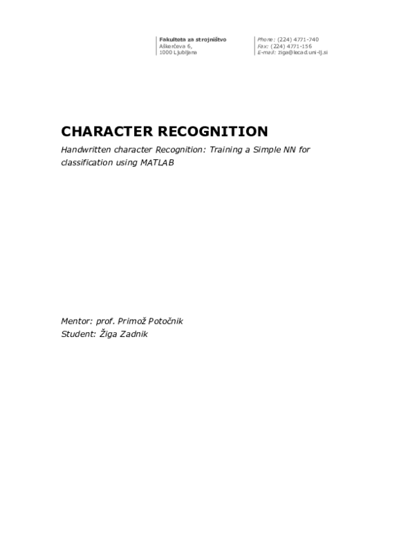 (PDF) CHARACTER RECOGNITION Handwritten character Recognition: Training ... (PDF) CHARACTER RECOGNITION Handwritten character Recognition: Training ...