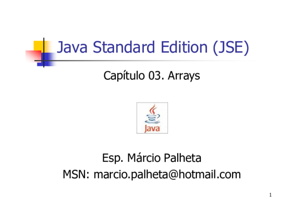 (PDF) Java Standard Edition (JSE) Capítulo 03. Arrays