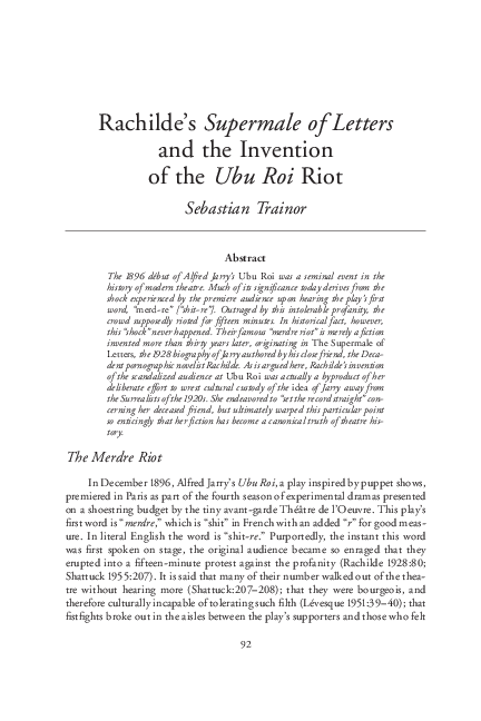 (PDF) “Rachilde’s Supermale of Letters and the Invention of the Ubu Roi ...
