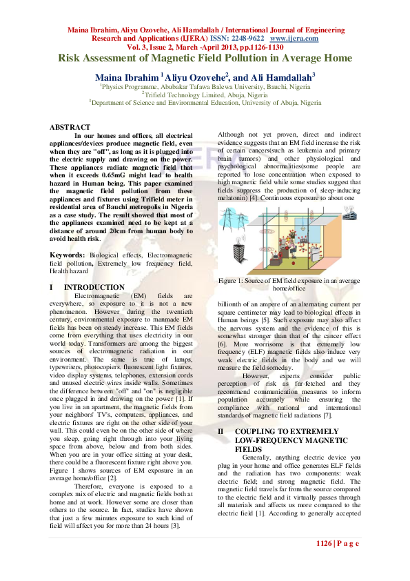 (PDF) Risk Assessment of Magnetic Field Pollution in Average Home