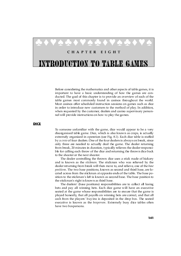 (PDF) Introduction to Table Games