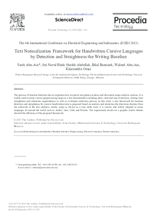 Pdf Text Normalization Framework For Handwritten Cursive Languages By