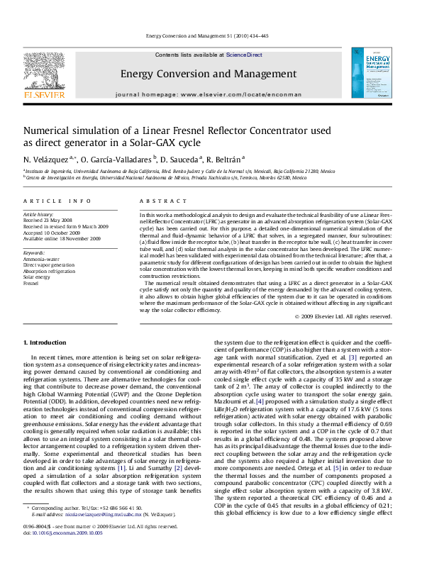 (PDF) Numerical simulation of a Linear Fresnel Reflector Concentrator ...