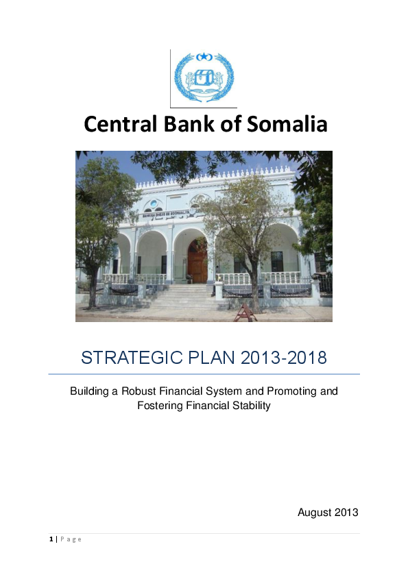 (PDF) Central Bank of Somalia Strategic Plan