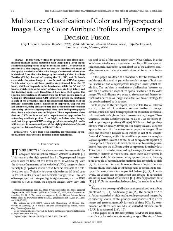(PDF) Multisource Classification of Color and Hyperspectral Images Using Color Attribute ...