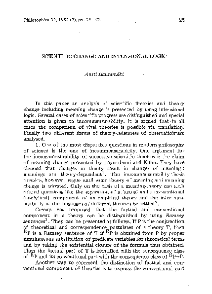 (PDF) Scientific change and intensional logic