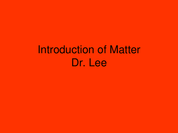 (PPT) Introduction of Matter