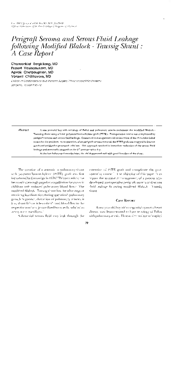 (PDF) Perigraft Seroma and Serous Fluid Leakage following Modified ...