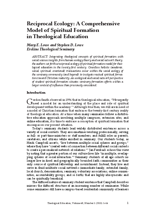 (PDF) Reciprocal Ecology: A Comprehensive Model of Spiritual Formation ...