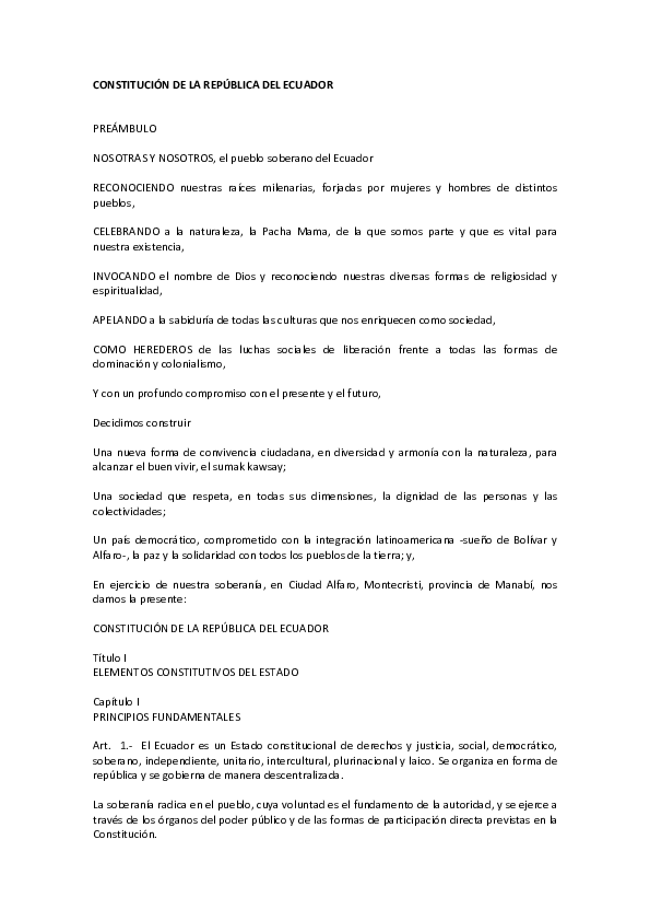 CONSTITUCION DE LA REPUBLICA DEL ECUADOR