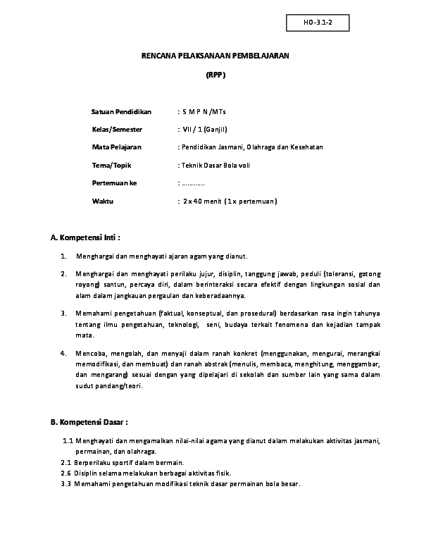 (DOC) RPP SMP PENJASKES