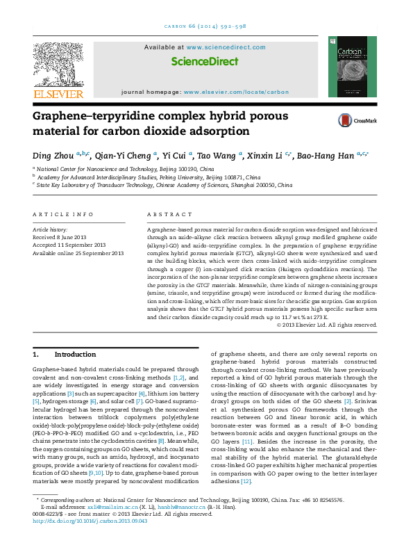 (PDF) Graphene–terpyridine complex hybrid porous material for carbon ...