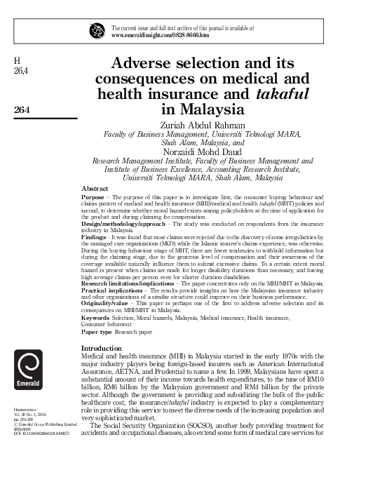 (PDF) Adverse selection and its consequences on medical and health ...