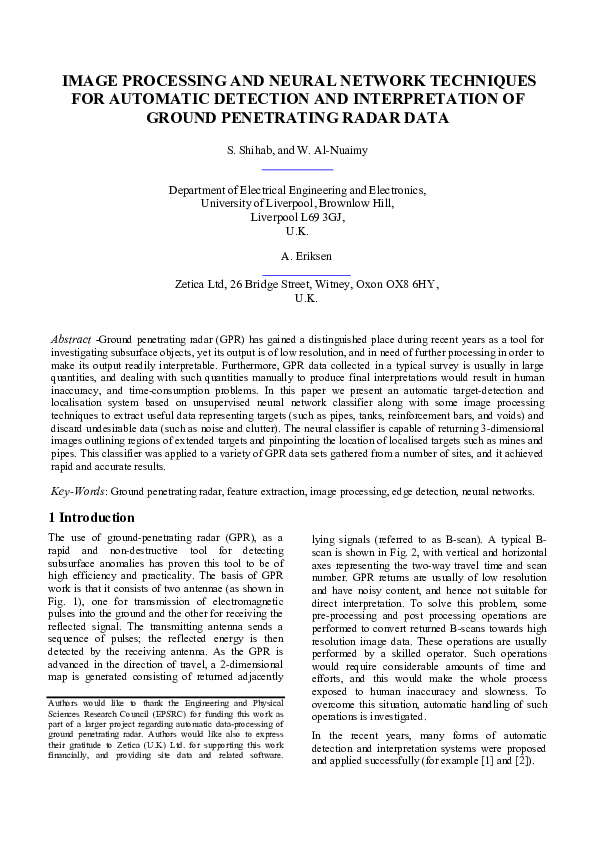 (PDF) IMAGE PROCESSING AND NEURAL NETWORK TECHNIQUES FOR AUTOMATIC DETECTION AND INTERPRETATION ...