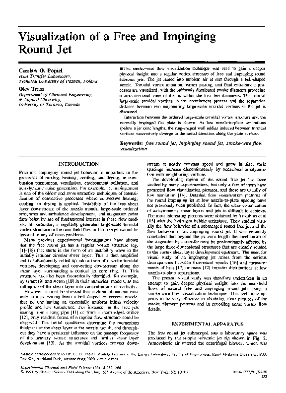 (PDF) Visualization of a Free and Impinging Round Jet