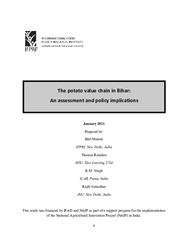 (PDF) The potato value chain in Bihar