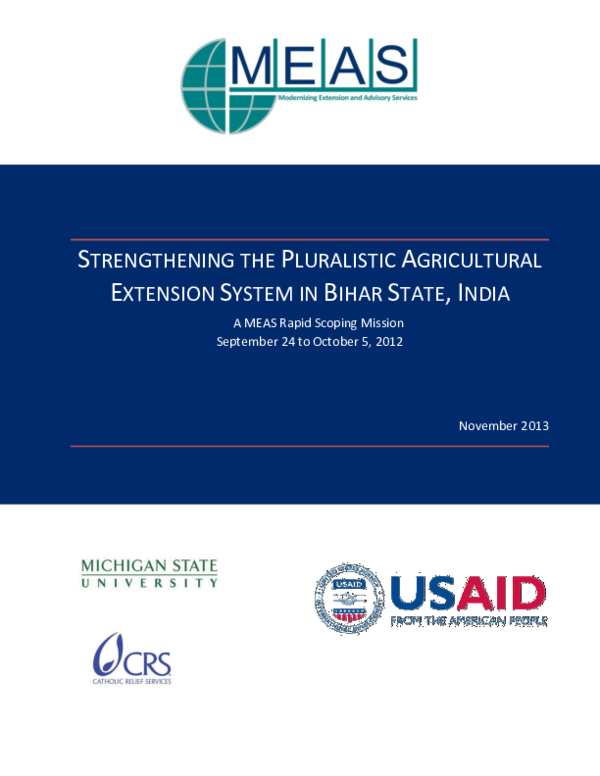 (PDF) STRENGTHENING THE PLURALISTIC AGRICULTURAL EXTENSION SYSTEM IN ...
