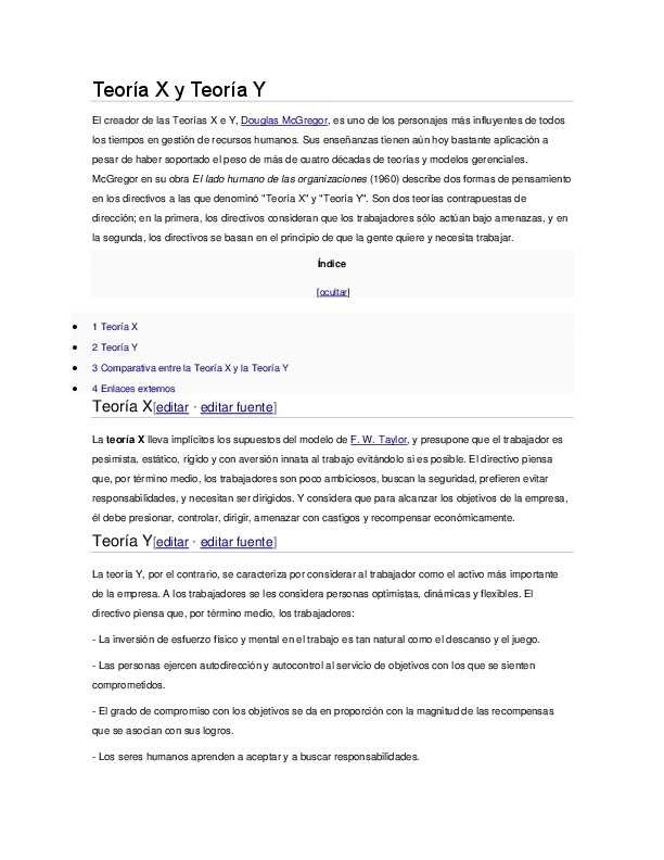 (DOC) Teoría X y Teoría Y