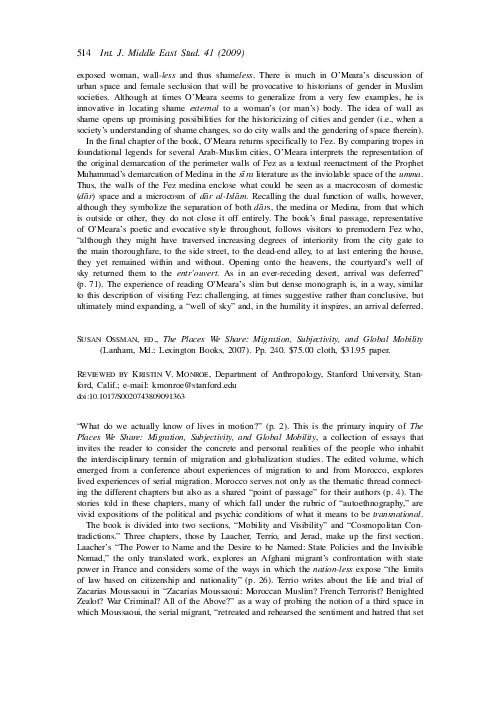 (PDF) Susan Ossman, ed., The Places We Share: Migration, Subjectivity ...