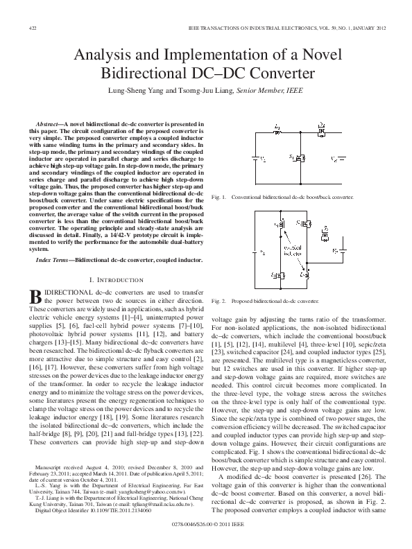 (PDF) Analysis and Implementation of a Novel Bidirectional DC–DC Converter