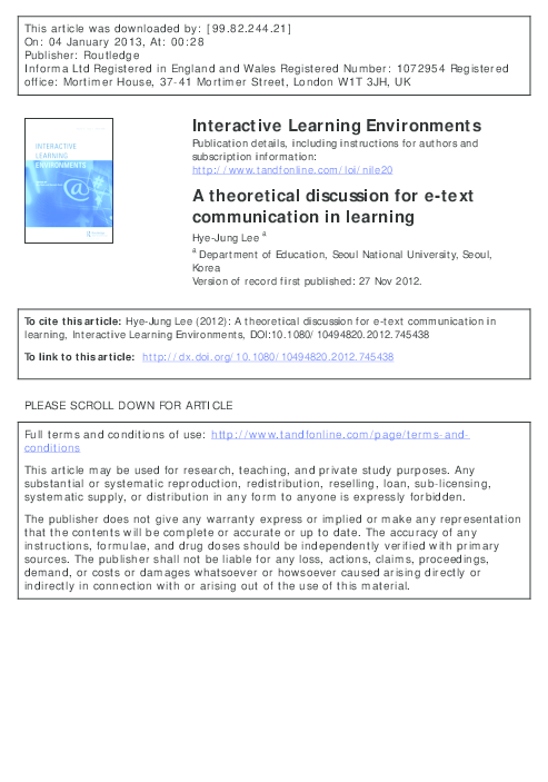(PDF) A theoretical discussion for e-text communication in learning