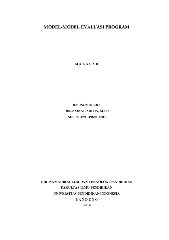 MODEL-MODEL EVALUASI PROGRAM JURUSAN KURIKULUM DAN TEKNOLOGI PENDIDIKAN ...