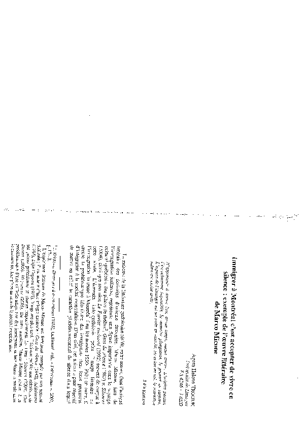 (PDF) Immigrer à Montréal c’est accepter de vivre en silence : exemple ...