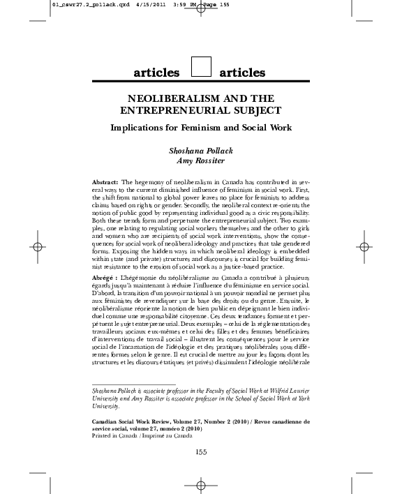 (PDF) Neoliberalism and the Entrepreneurial Subject