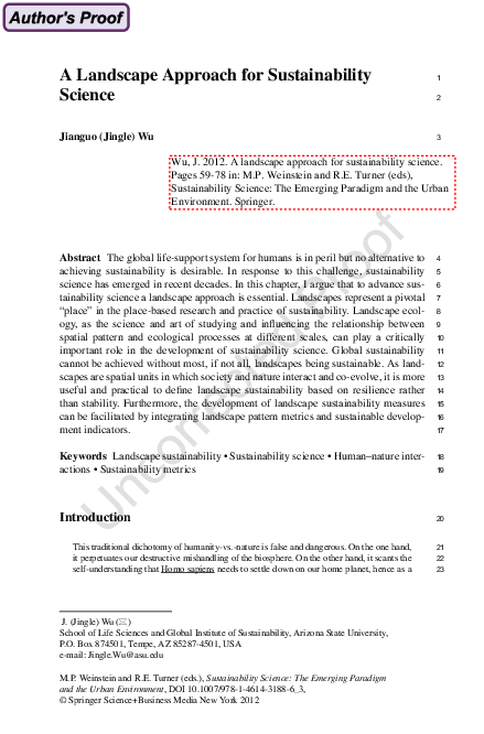 (PDF) A Landscape Approach for Sustainability Science