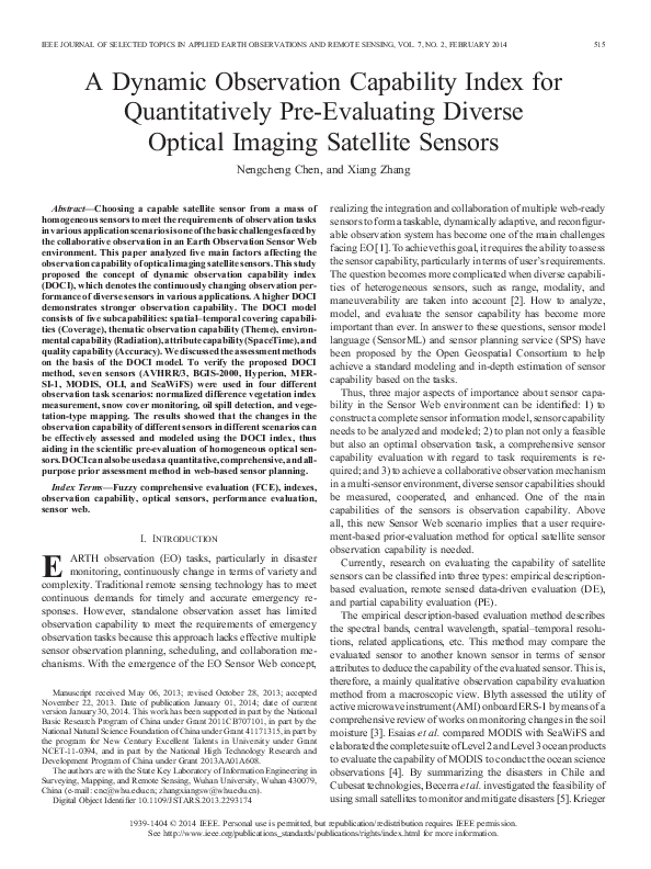 (PDF) A Dynamic Observation Capability Index for Quantitatively Pre-Evaluating Diverse Optical ...