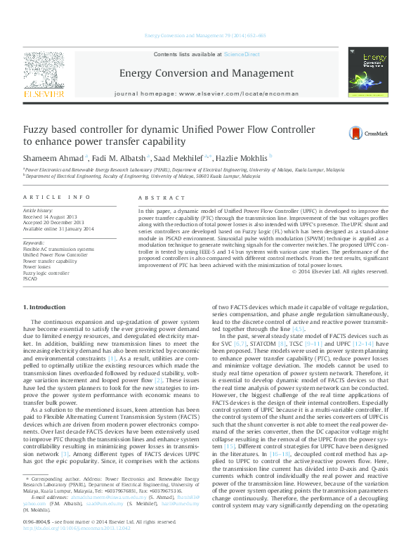 Pdf Fuzzy Based Controller For Dynamic Unified Power Flow Controller