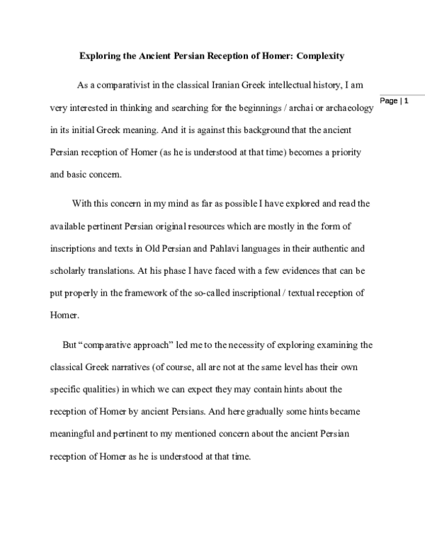 (DOC) Ancient Persian Reception of Homer Imperial, Practical and S