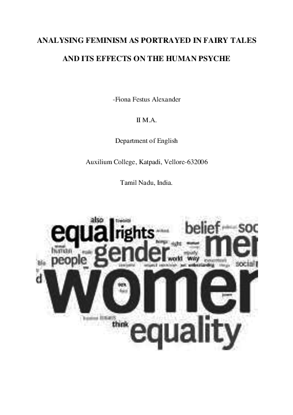 (DOC) analysing feminism as portrayed in fairy tales and its effects on ...