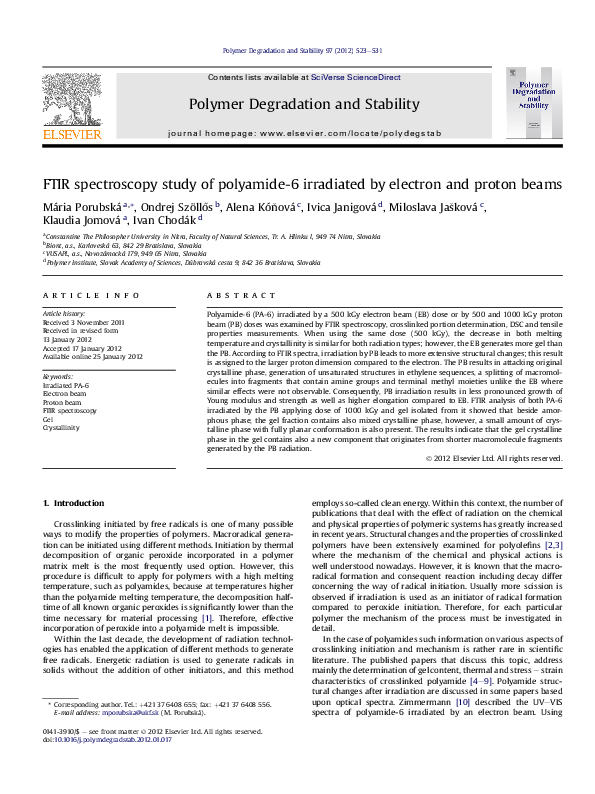 (PDF) FTIR spectroscopy study of polyamide