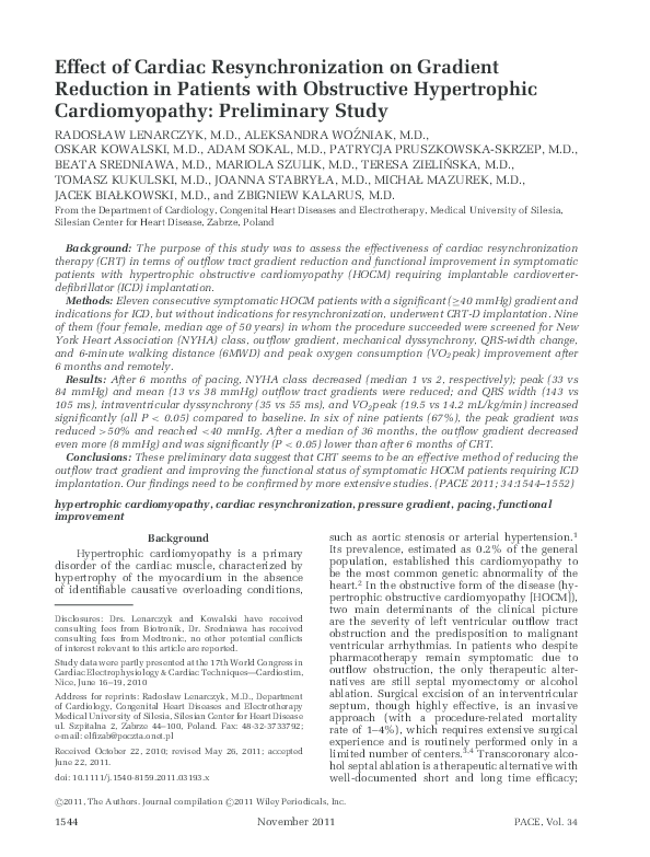 (PDF) Effect of cardiac resynchronization on gradient reduction in ...