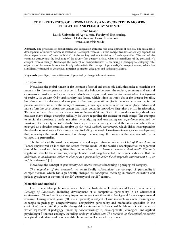 (PDF) COMPETITIVENESS OF PERSONALITY AS A NEW CONCEPT IN MODERN ...