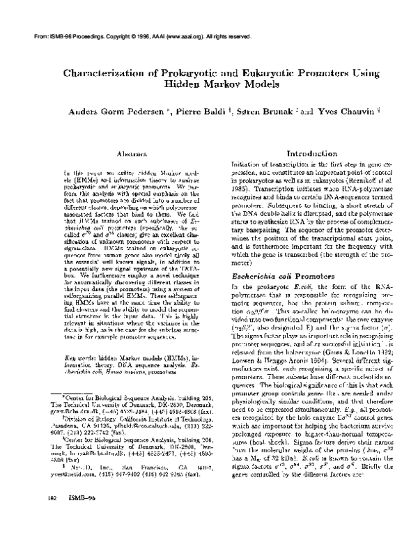 (PDF) Characterization of Prokaryotic and Eukaryotic Promoters Using Hidden Markov Models