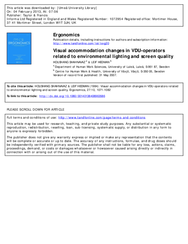 (PDF) Visual accommodation changes in VDU-operators related to ...