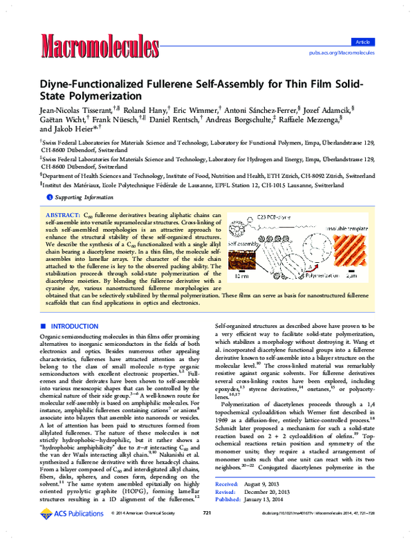 (PDF) Diyne-Functionalized Fullerene Self-Assembly for Thin Film Solid ...