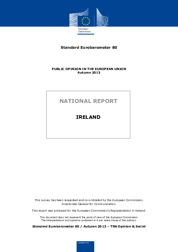 (PDF) Eurobarometer 80, National Standard Report: Irish public opinion ...